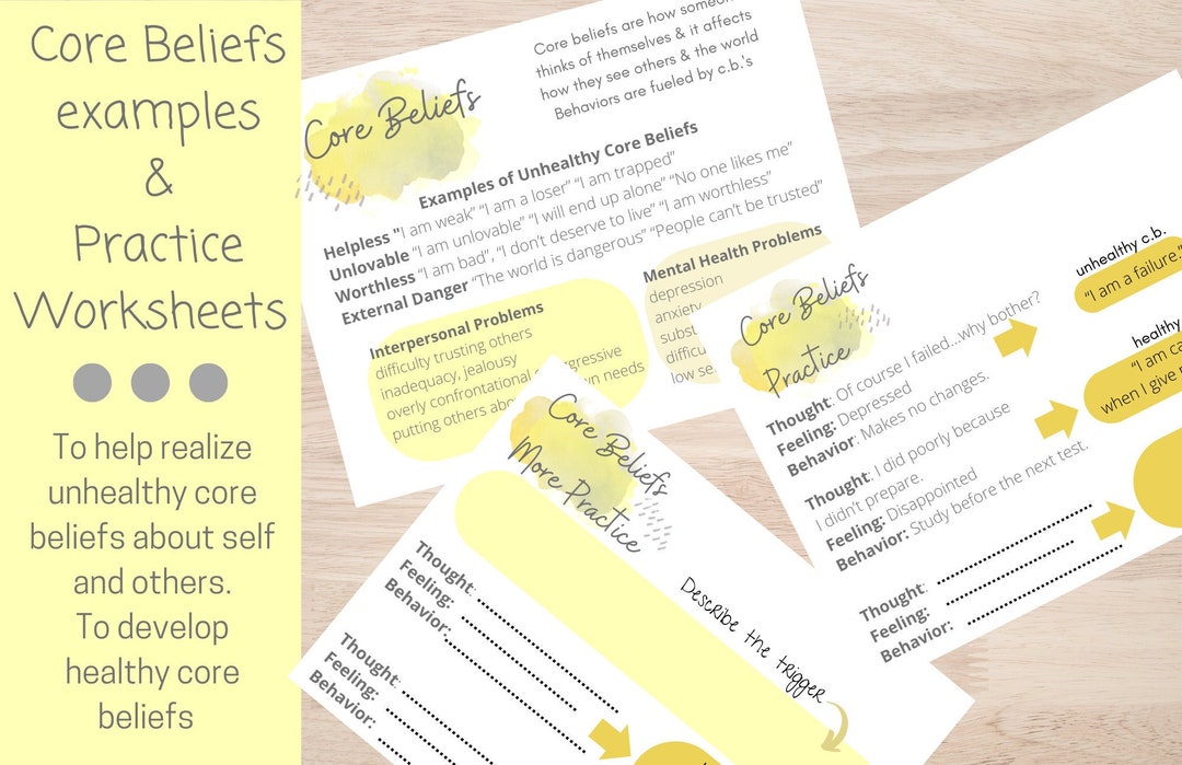 Core Beliefs Practice Worksheets- 3 Digital, Printable, PDF Files. to ...