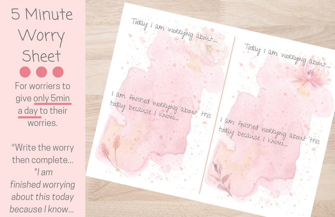 5 Minute Worry Sheet- Download and Print. for Worriers, Anxiety, Fears ...