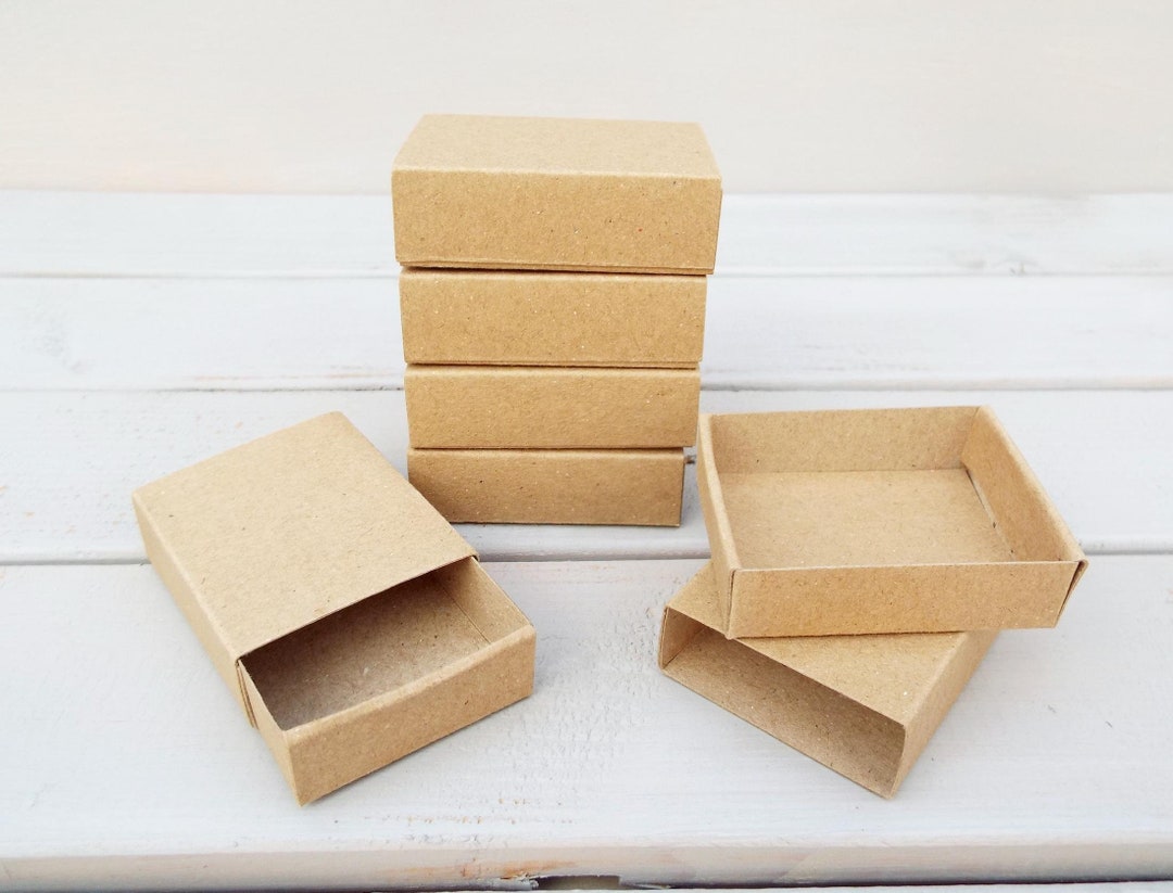 Handmade Kraft Matchboxes Sliding Lid Box Small Craft Gift Boxes Set of ...