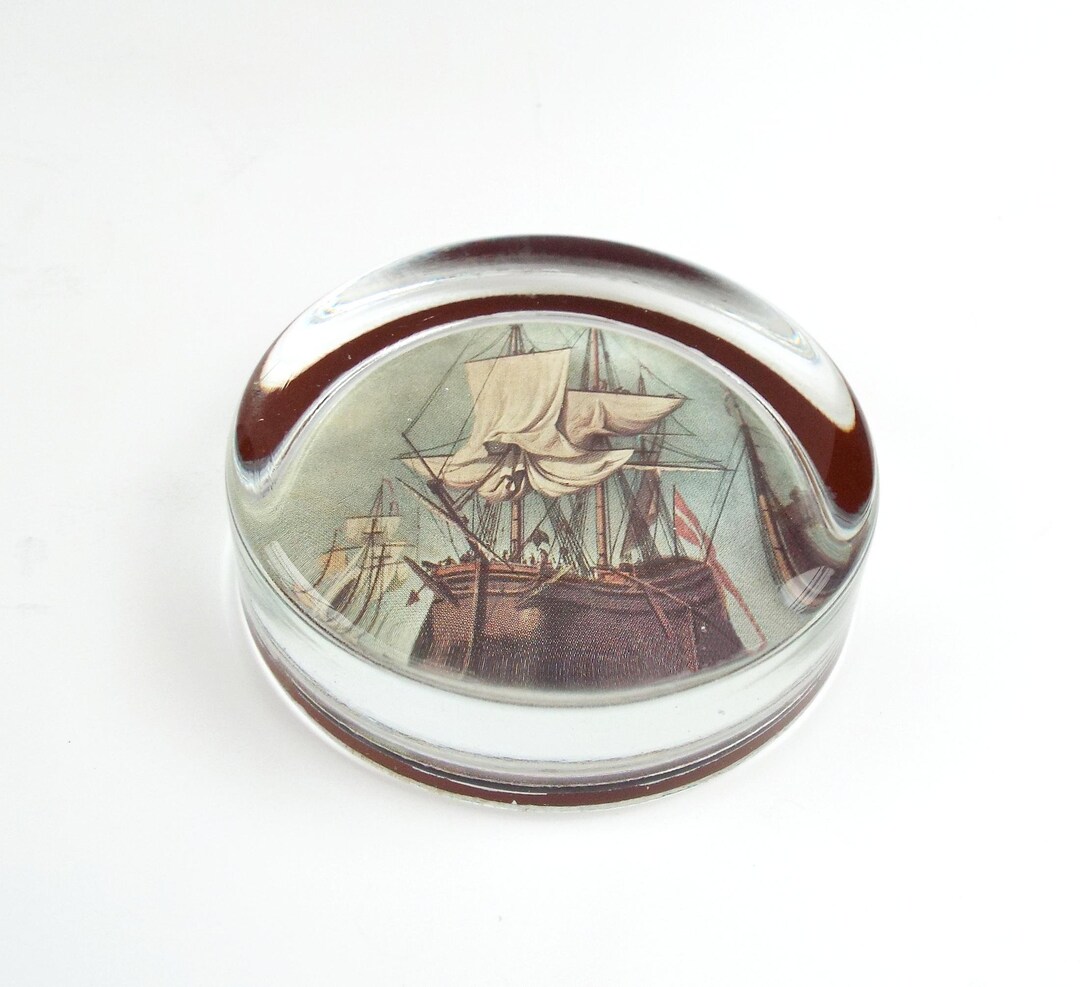 Sailing Ship Glass Paperweight Nigel Pain Round Paperweight Maritime ...