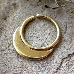 7mm, 8mm Septum Piercing, Snug Crescent Moon Nose Ring, 14k Gold Septum ...