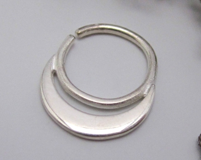 Septum Ring, Half Moon Septum, Moon Septum Ring, Daith Hoop Earring ...