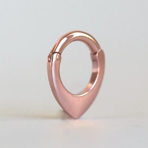 Triangle Septum Ring, Rose Gold Piercing Jewelry, 14k Gold Septum Ring, Solid Gold Teardrop ...
