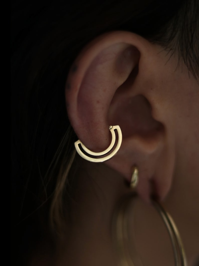 Double Daith Piercing, Solid Gold Boho Jewelry for Women, Conch Clicker ...