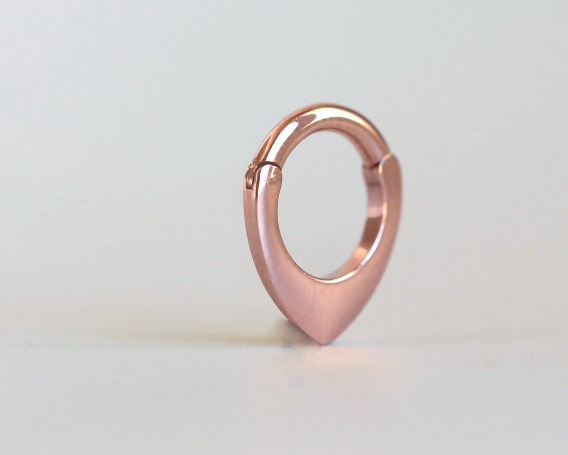 Triangle Septum Ring, Rose Gold Piercing Jewelry, 14k Gold Septum Ring ...