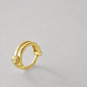 14k Solid Gold Septum Ring, Diamond Septum Ring, Thick Septum Ring ...