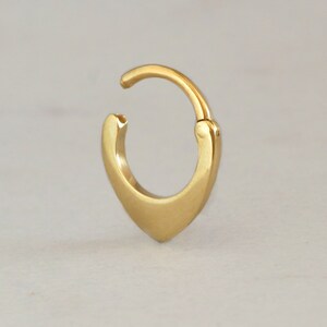 Triangle Septum Ring, Rose Gold Piercing Jewelry, 14k Gold Septum Ring, Solid Gold Teardrop ...