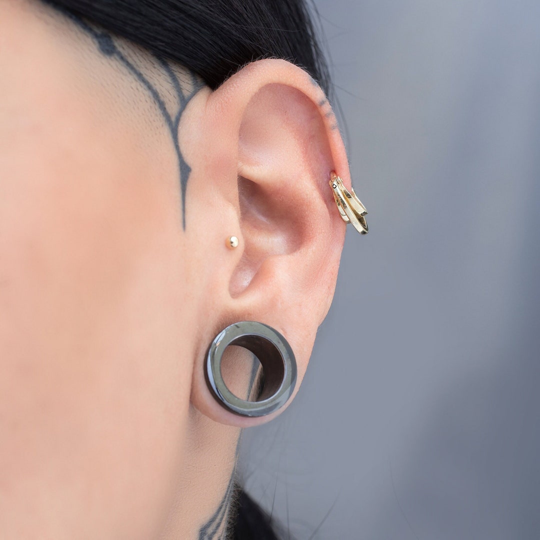 14k Gold Cartilage Earrings, Cartilage Piercing, Upper Ear Piercing ...