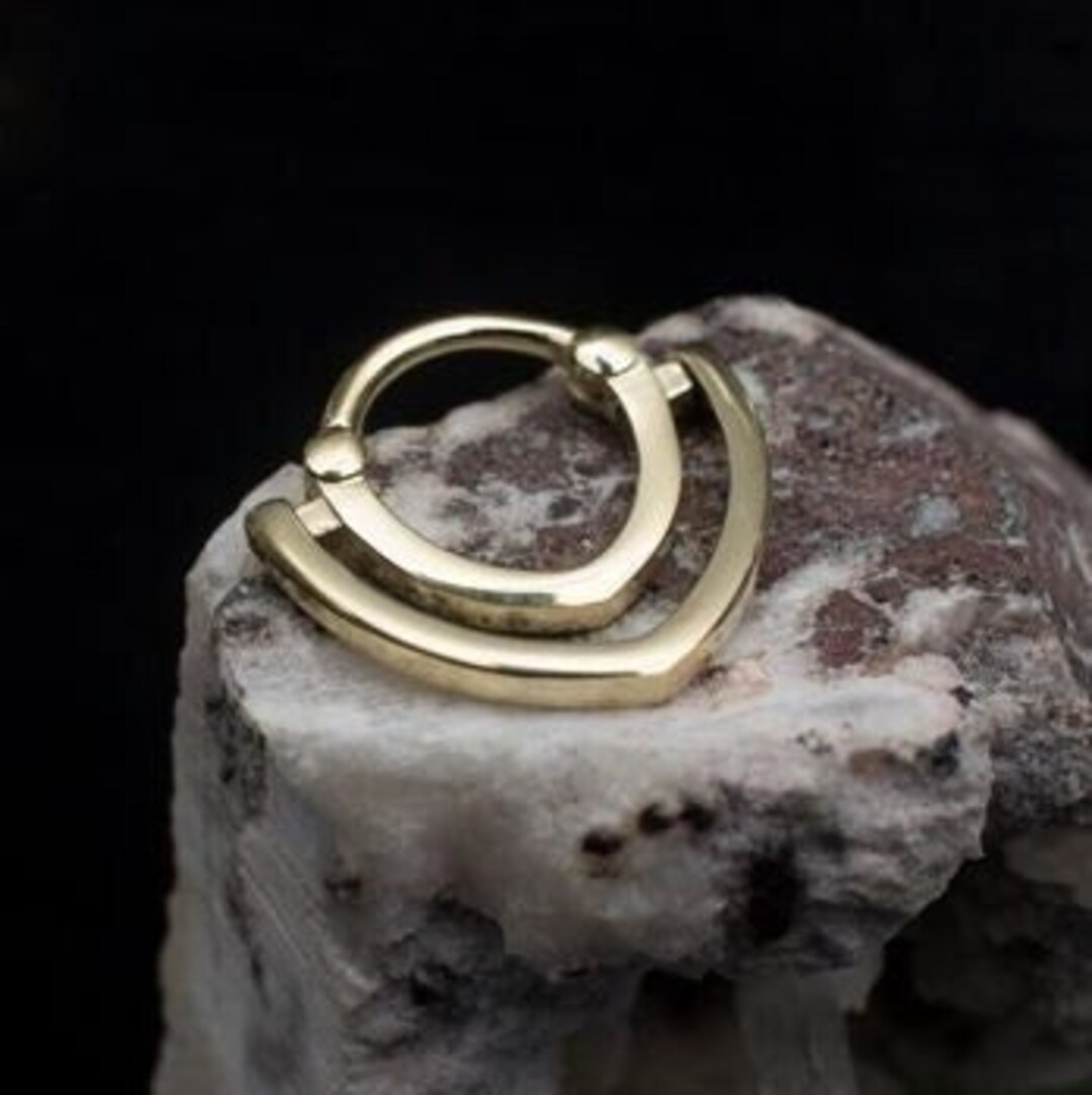 14k Solid Gold Septum Ring, Piercing Jewelry, 14k Gold Nose Ring, 16/18 ...