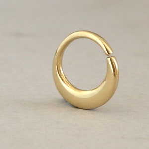 14k Solid Gold Septum Ring, Flat Moon Septum, Septum Jewelry, 16g Septum Ring, 18g Septum Ring ...