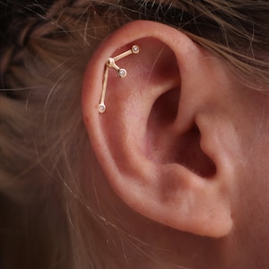 Adjustable Conch Earring, Versatile Gold Bar Earring, Conch Piercing ...