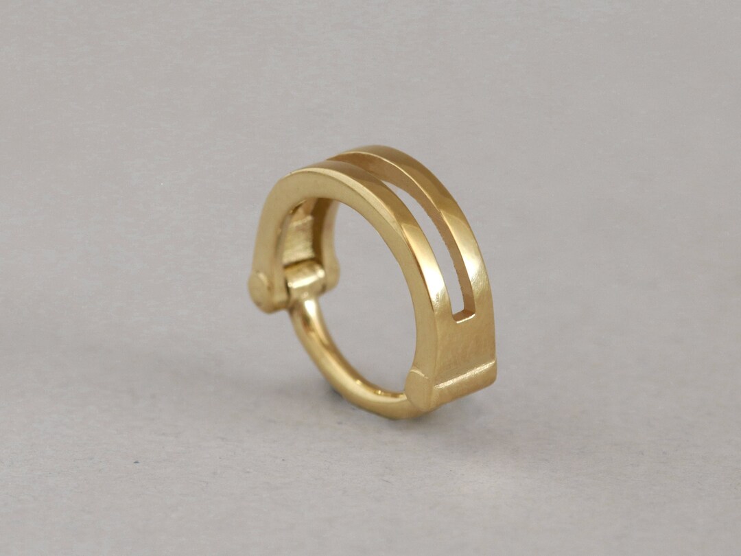 14k Solid Gold Septum Ring, Double Septum Ring, Septum Clicker, Septum ...