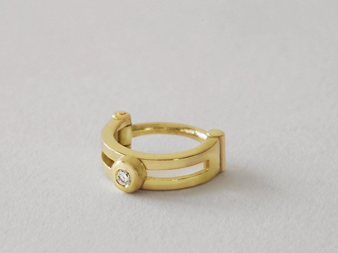 14k Solid Gold Septum Ring, Diamond Septum Ring, Thick Septum Ring ...