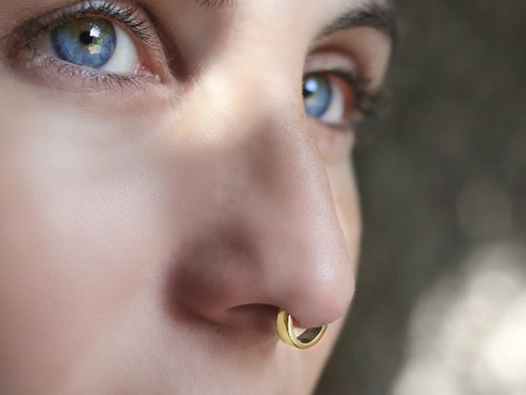 18g Septum Ring, 14k Gold Septum Clicker Ring, Septum Cuff, Septum ...