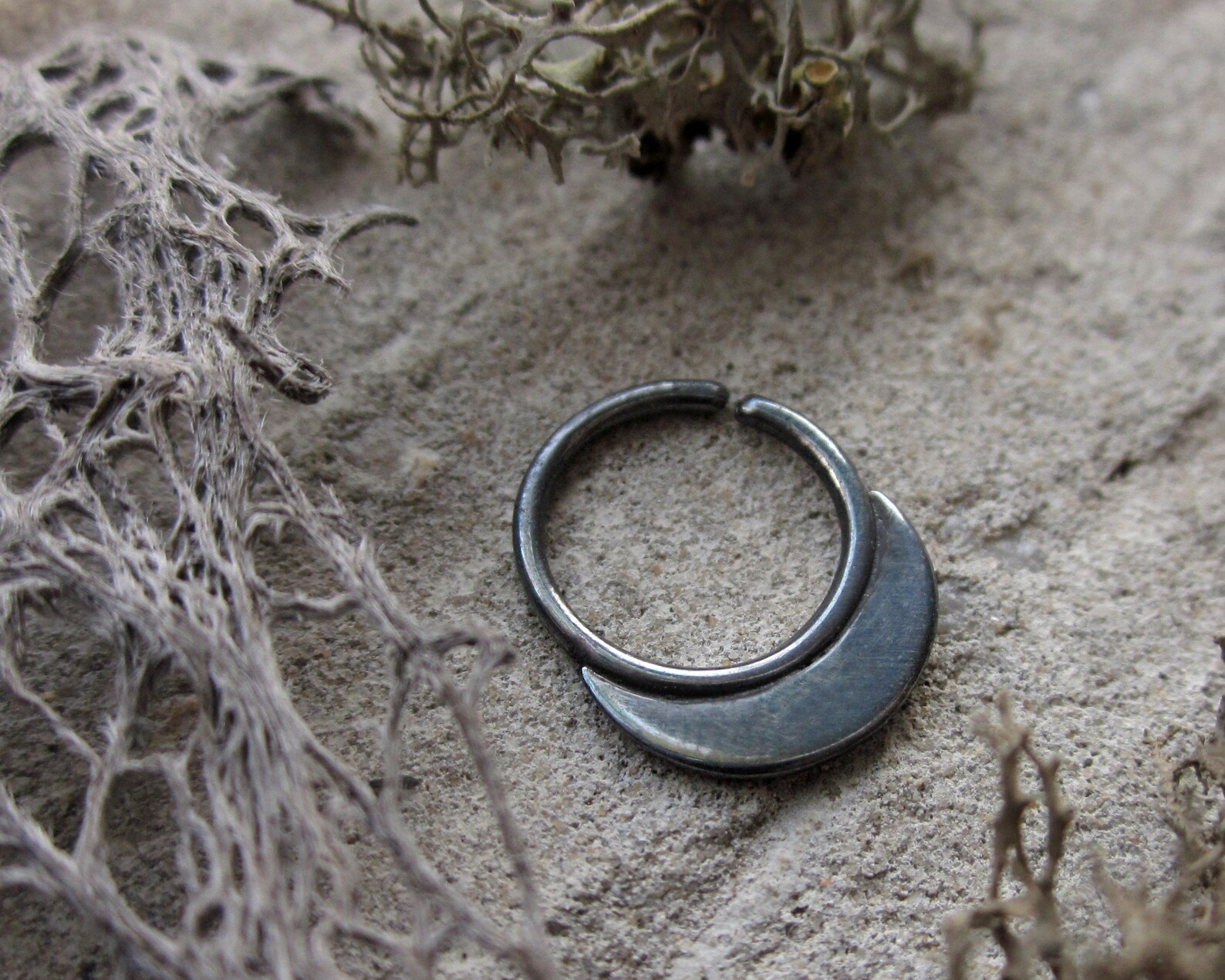 7mm, 8mm Septum Piercing, Snug Crescent Moon Nose Ring, 14k Gold Septum ...