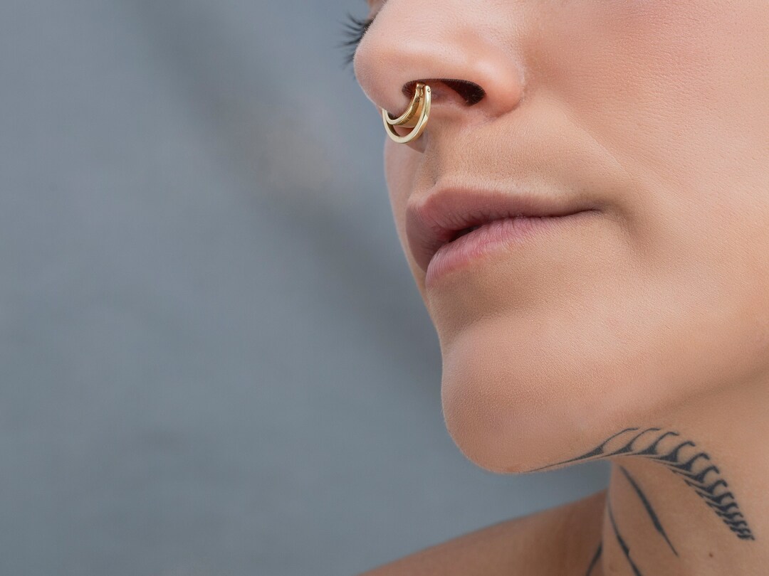 Double Septum Ring, Double Nose Piercing, Nostril Septum, Wide Septum ...