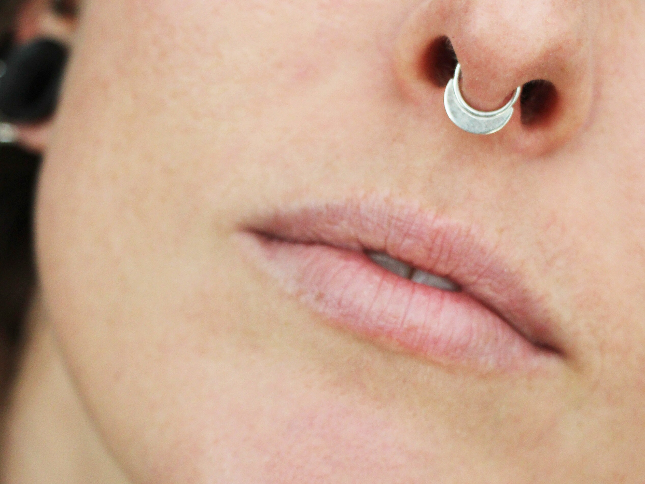 7mm, 8mm Septum Piercing, Snug Crescent Moon Nose Ring, 14k Gold Septum ...