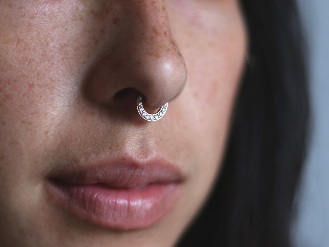 Fine Septum Jewelry, 14k Gold Septum Ring, Diamond Septum Piercing ...