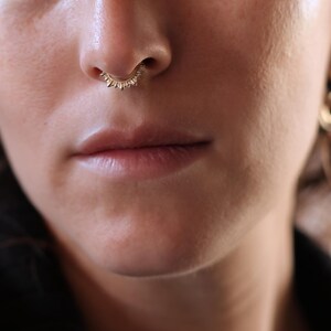 Septum Jewelry – Gold Septum Ring, Gothic Clicker, 14K Art Deco ...