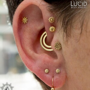 Double Daith Piercing, Solid Gold Boho Jewelry for Women, Conch Clicker ...