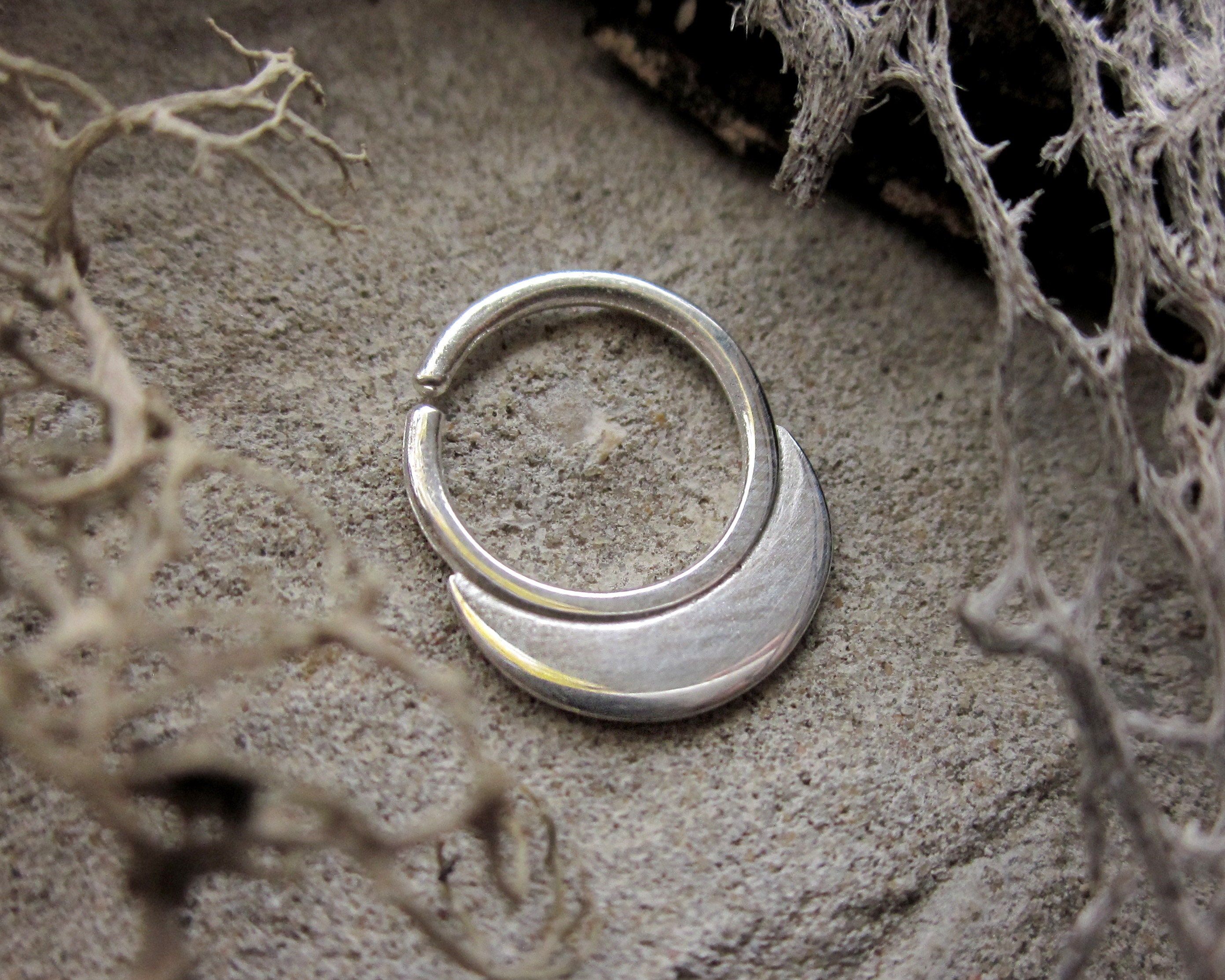 7mm, 8mm Septum Piercing, Snug Crescent Moon Nose Ring, 14k Gold Septum ...