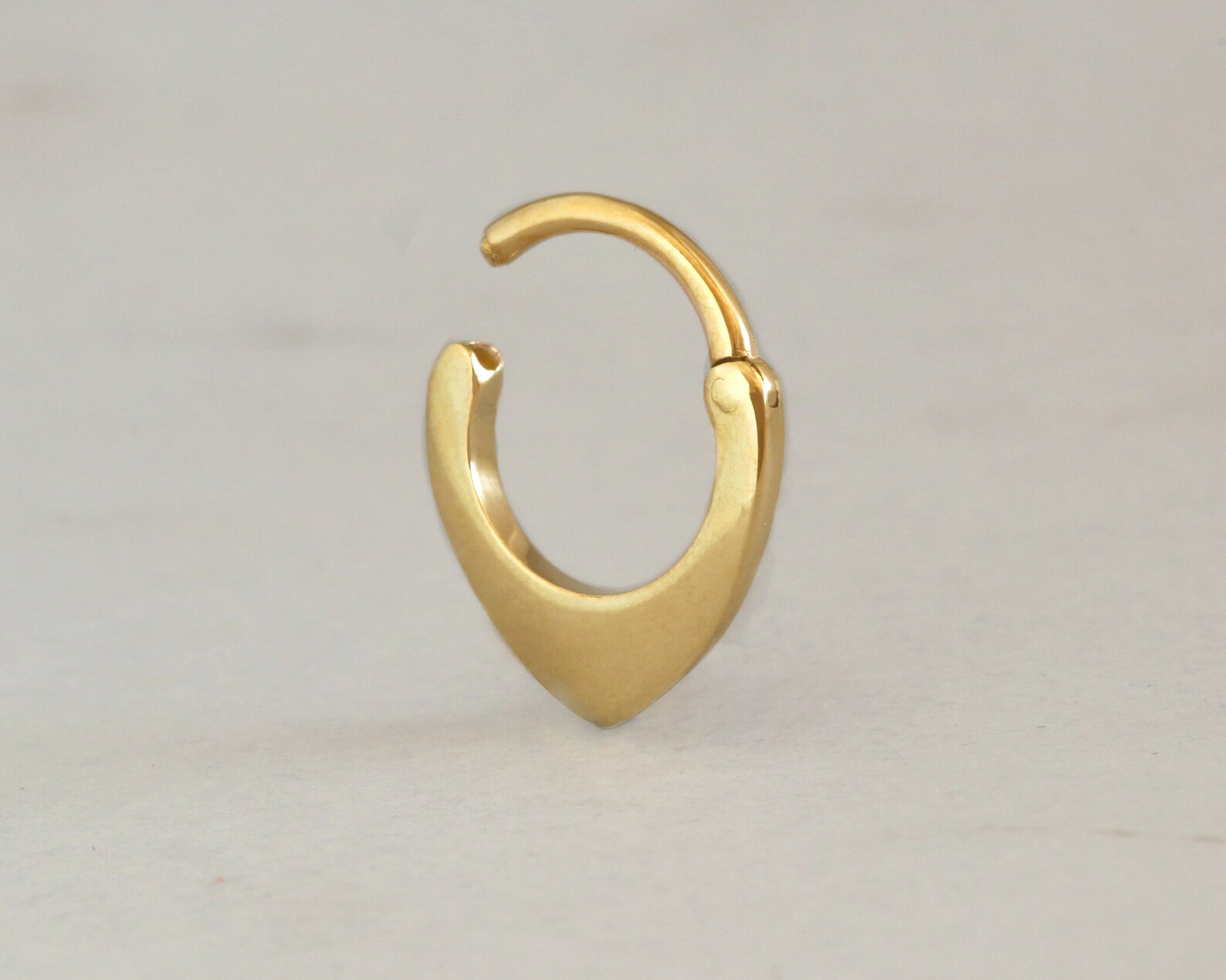 Triangle Septum Ring, 14k Solid Gold Septum Clicker, Pointy Septum ...
