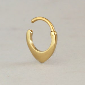 Triangle Septum Ring, 14k Solid Gold Septum Clicker, Pointy Septum ...