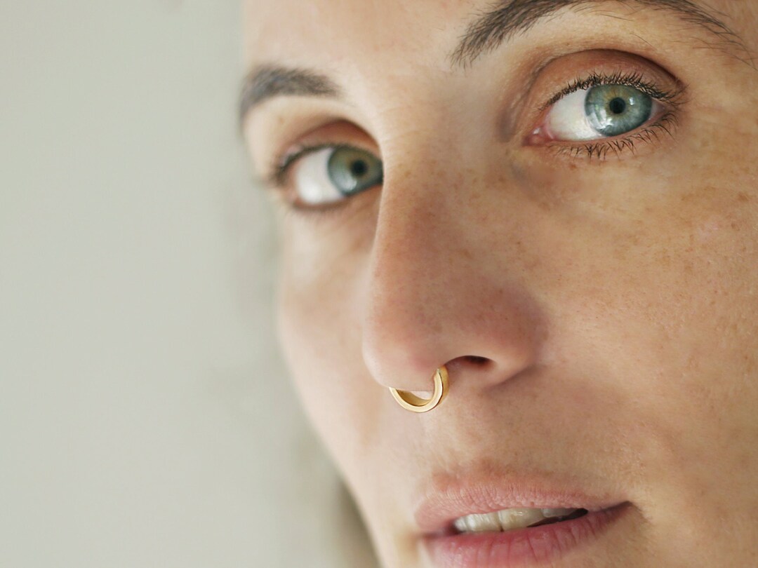 14k Gold Septum Clicker Ring, Septum Cuff, Septum Jewelry, Thick Septum ...