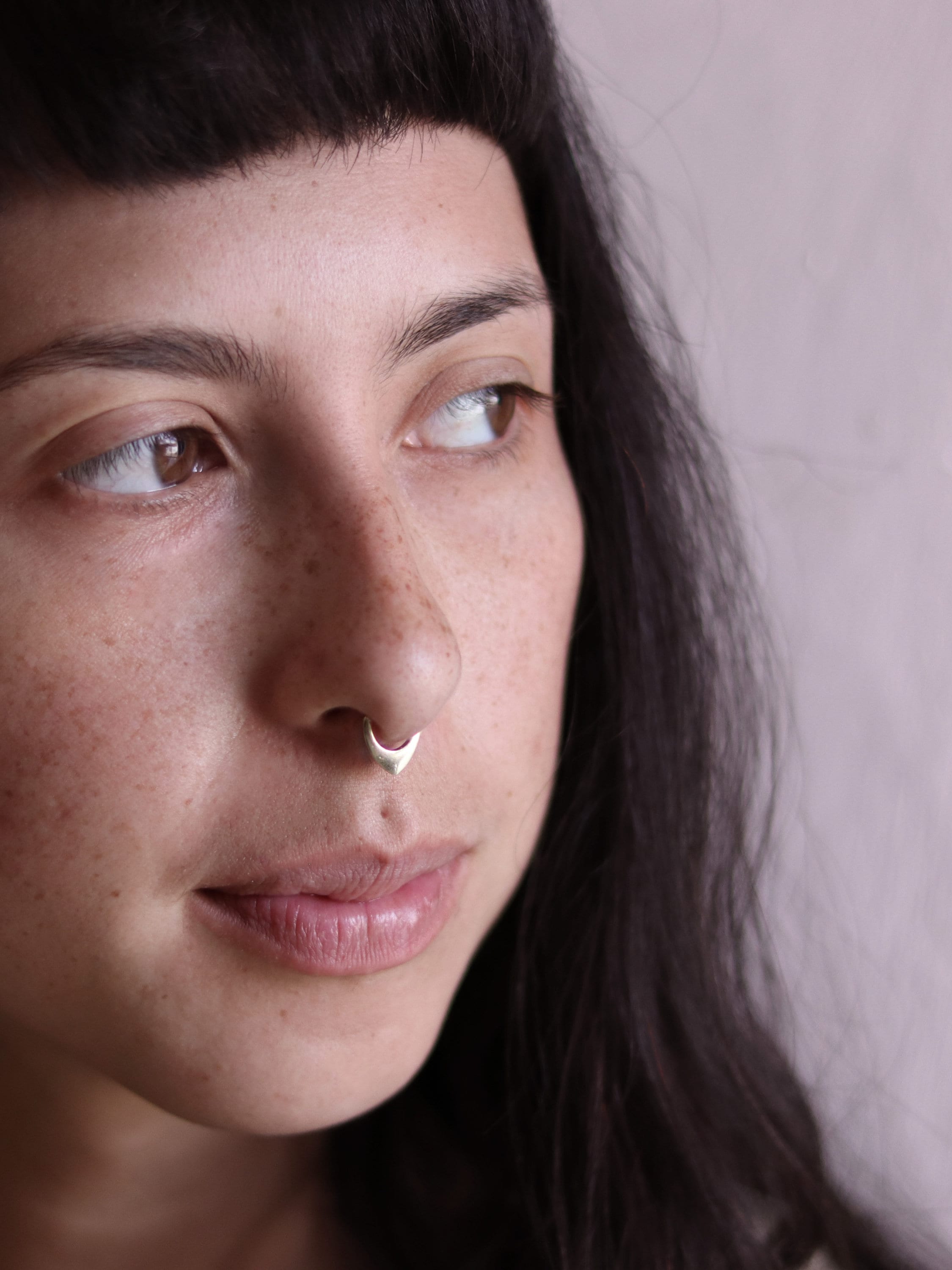 Triangle Septum Ring, 14k Solid Gold Septum Clicker, Pointy Septum ...