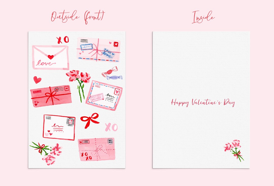 Valentine's Day Greeting Card Sending Love, Envelopes, Love Letters - Etsy