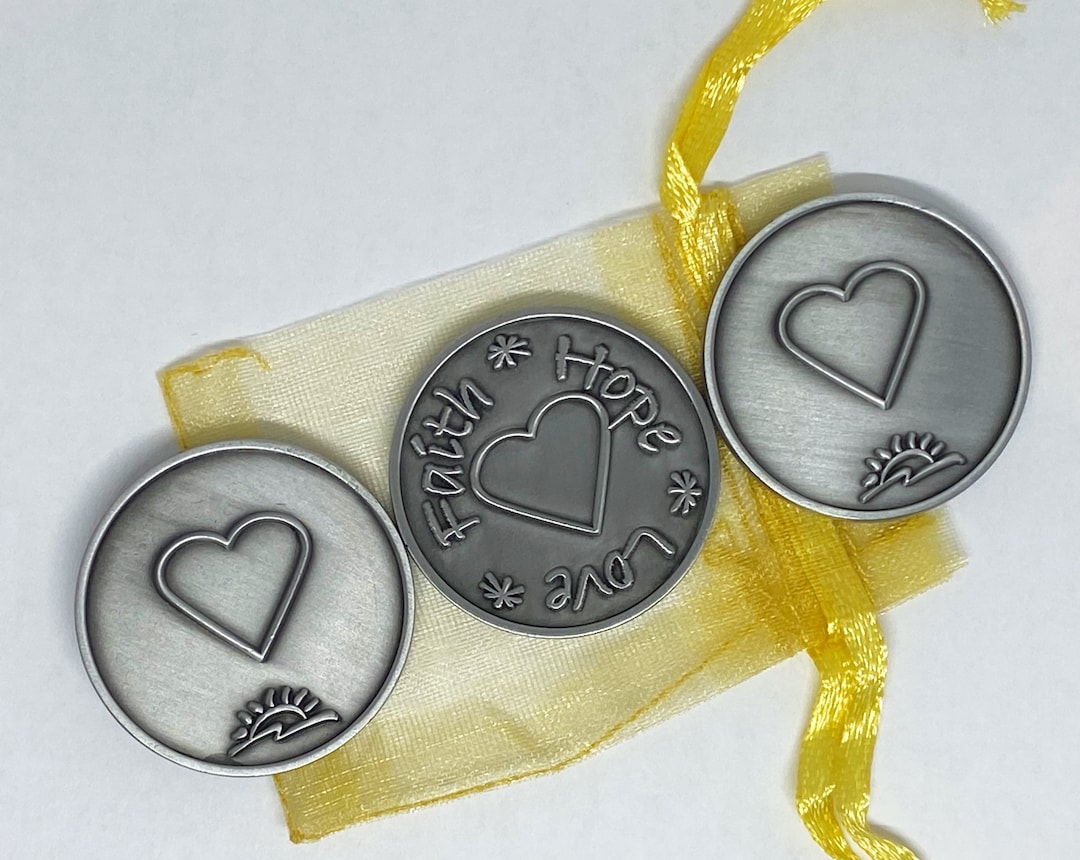 Set of 3 Faith Hope Love Pocket Tokens W/organza Bag - Etsy