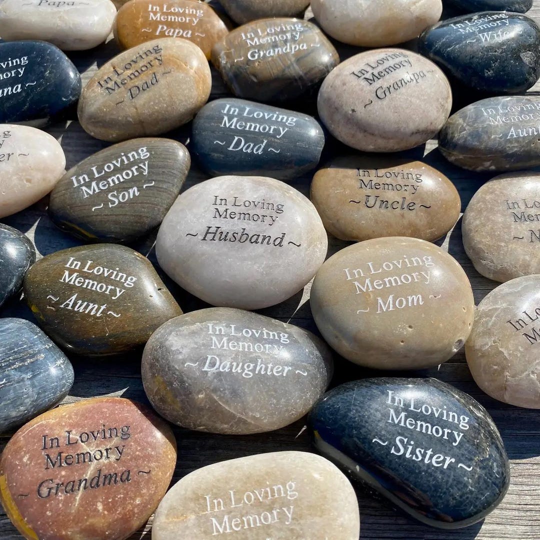 In Loving Memory Engraved River Rocks With Various Sentiments - Bulk ...