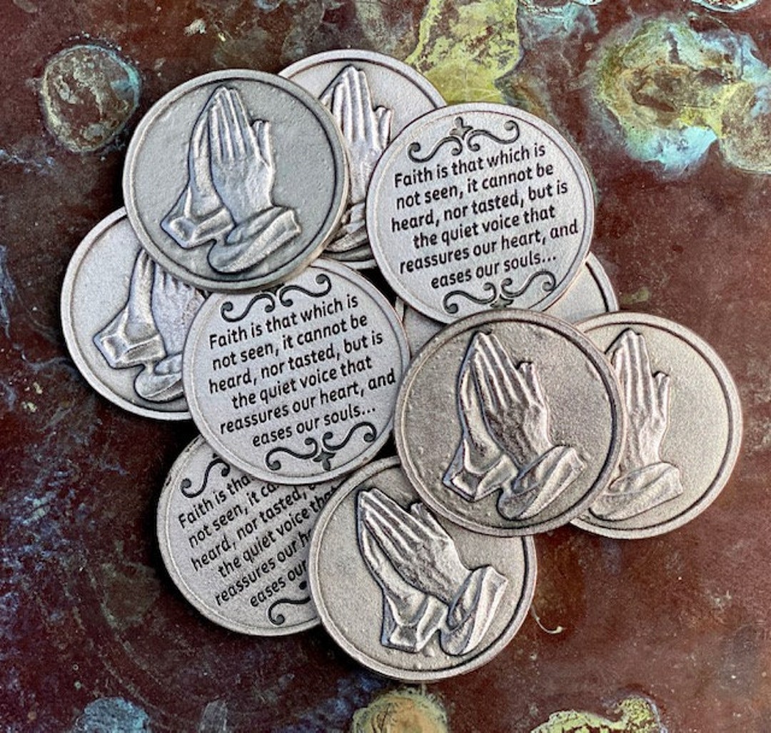 Praying Hands Faith Pocket Tokens SET OF 10 - Etsy