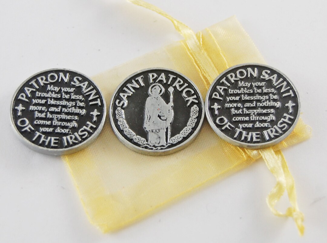Set of 3 Saint Patrick Patron of the Irish Pocket Tokens With Organza ...