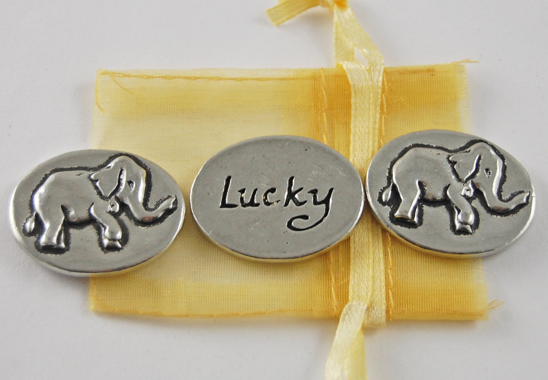 Set of 3 Elephant Lucky Inspiration Coins With Organza Bag - Etsy