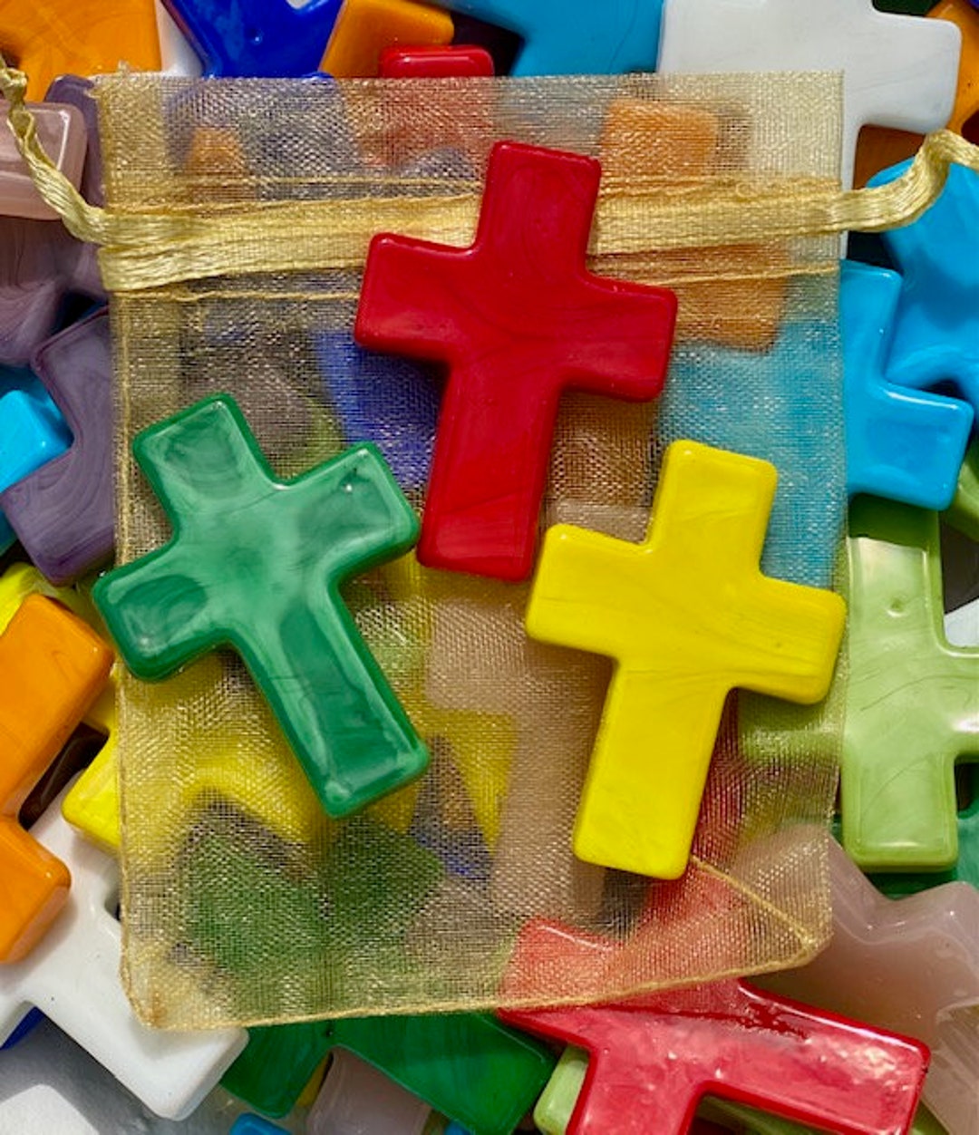 Set of 3 Rainbow Colored Glass Pocket Crosses With Organza Bag - Etsy