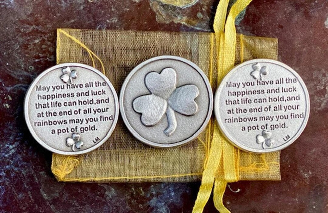 Shamrock - Happiness and Luck Pocket Tokens Set of 5 With Organza Bag ...