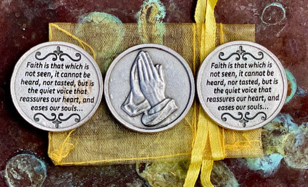 Praying Hands Faith Pocket Tokens With Organza Bag - Etsy
