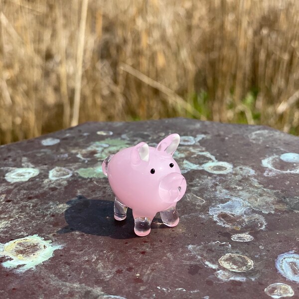 Miniature Glass Pig - Etsy