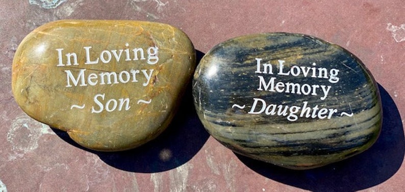 In Loving Memory Engraved River Rock With Various Sentiments - SOLD ...