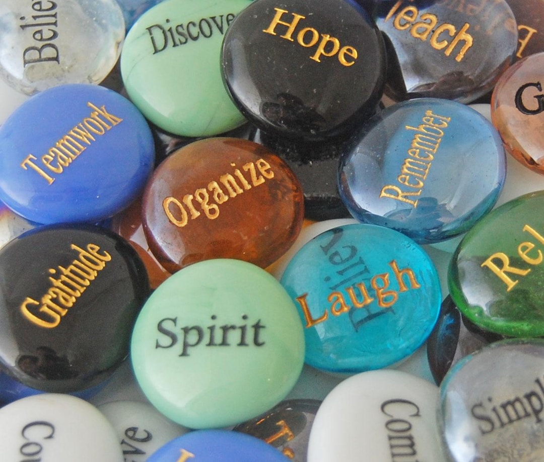 Engraved Colored Glass Word Stones - Single Words - Etsy