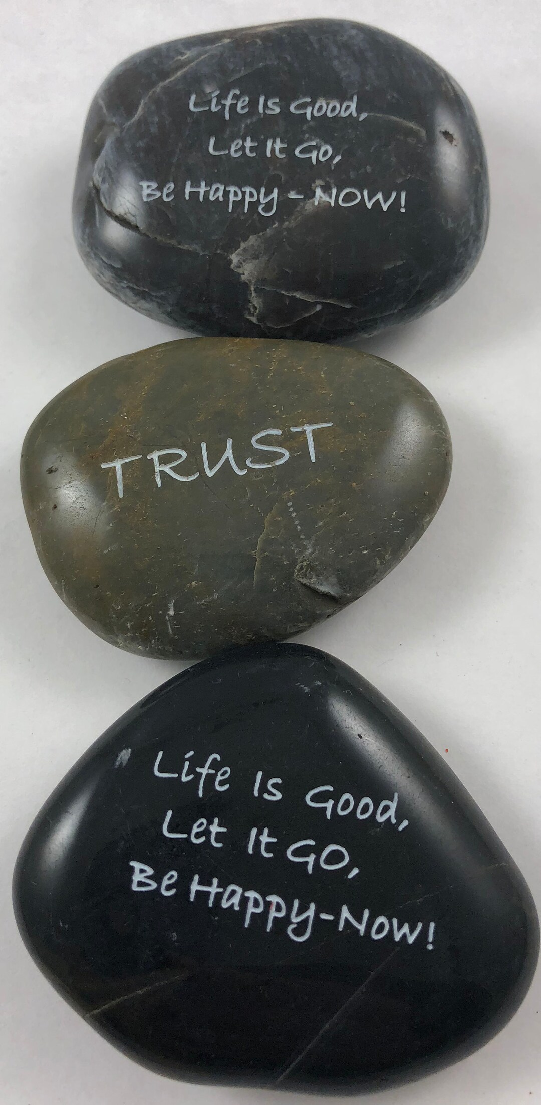 Engraved River Rock Word Stone Phrases Double Sided - Sold Individually ...