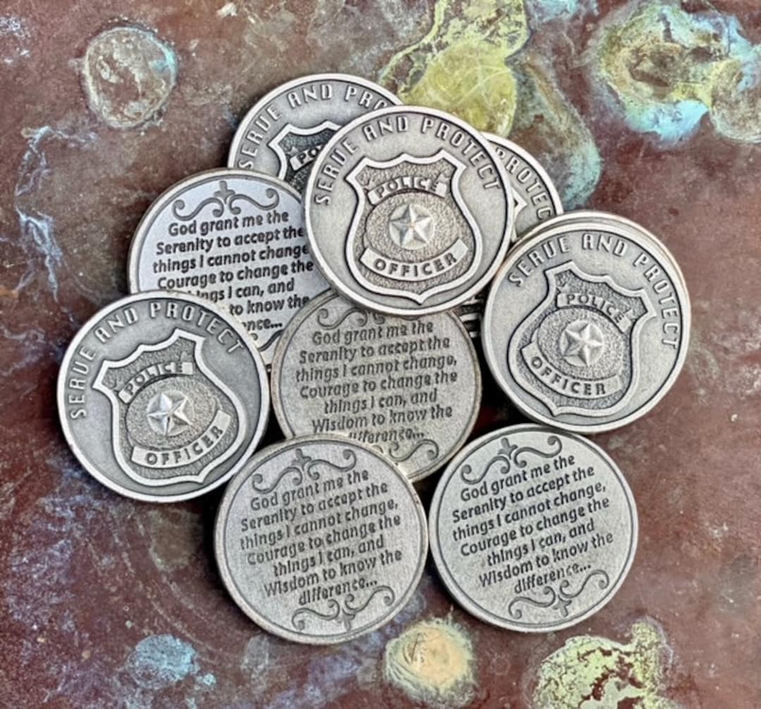 Police Officer Serve and Protect Serenity Prayer Pocket Tokens SET OF ...