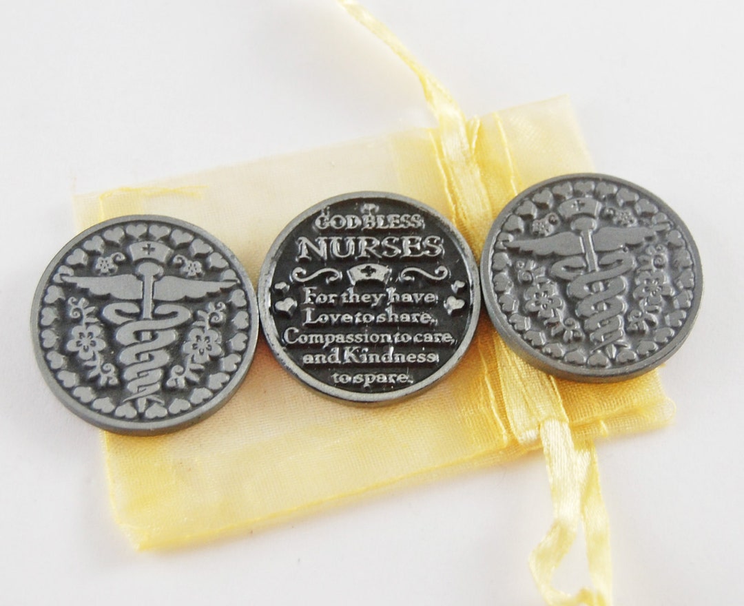 Set of 3 God Bless Nurses Pocket Tokens With Organza Bag - Etsy