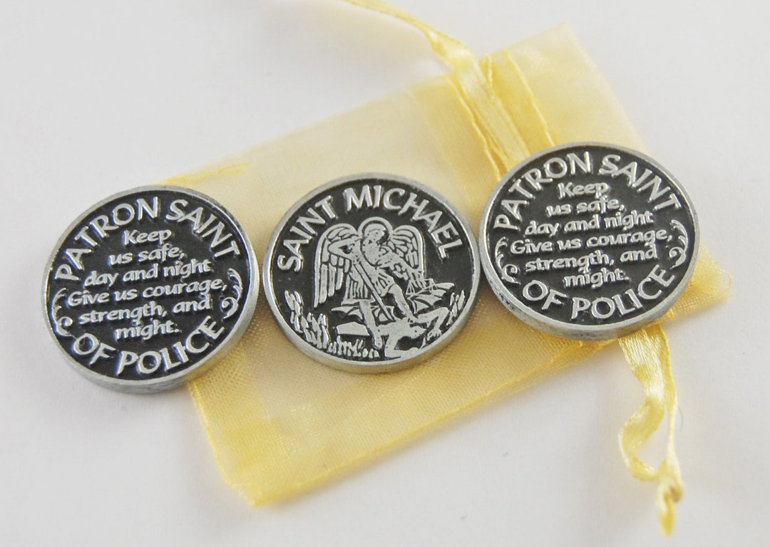 Set of 3 Saint Michael Patron of Police Pocket Tokens With Organza Bag ...