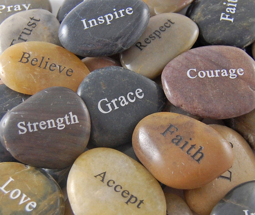 Engraved River Rock Word Stones - Single Words, Bulk Sets - FREE US ...
