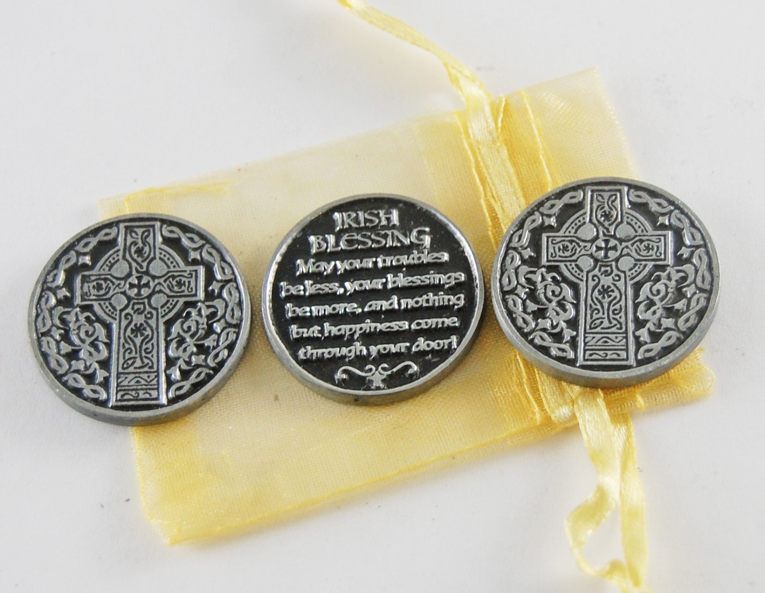 Set of 3 Celtic Cross Pocket Tokens With Organza Bag - Etsy