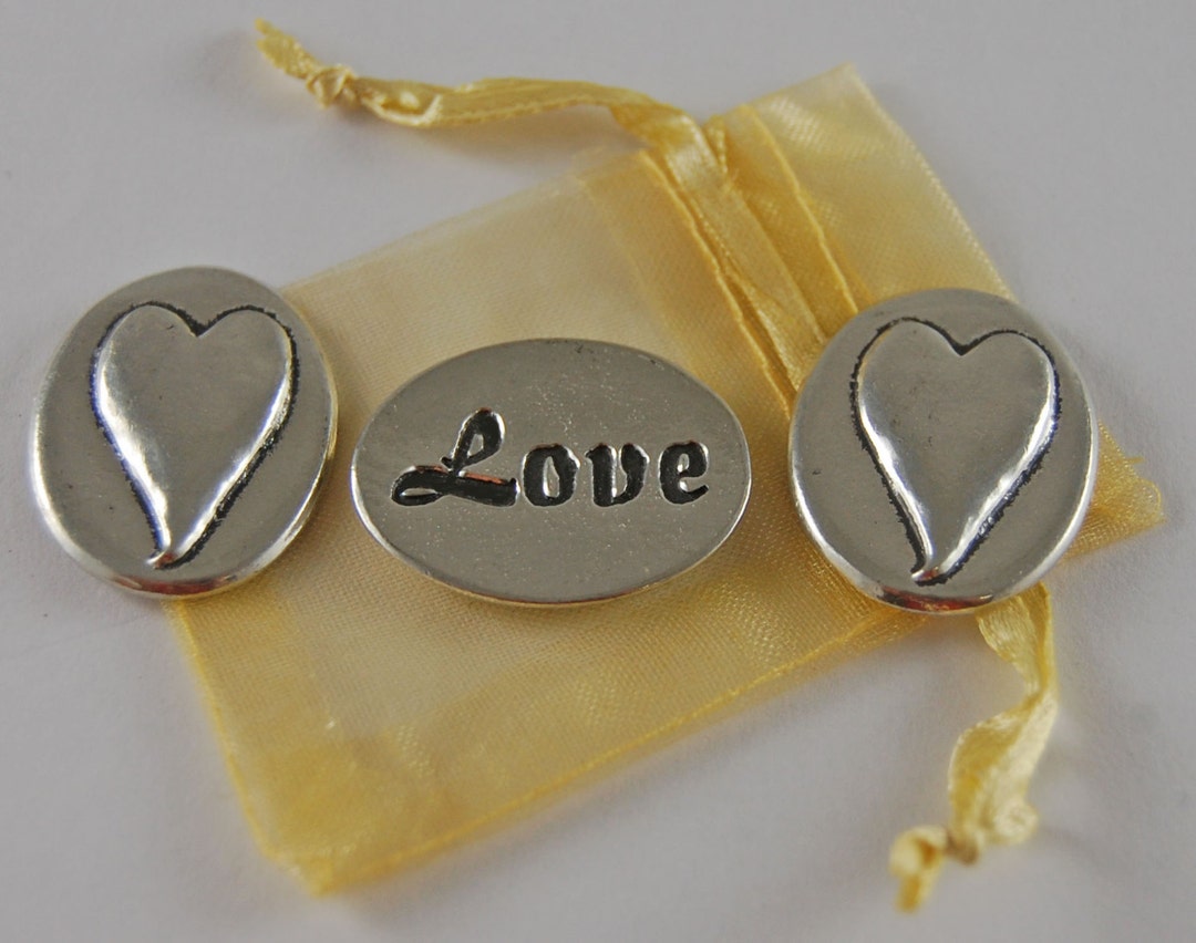 Set of 3 Heart Love Inspiration Coins With Organza Bag - Etsy