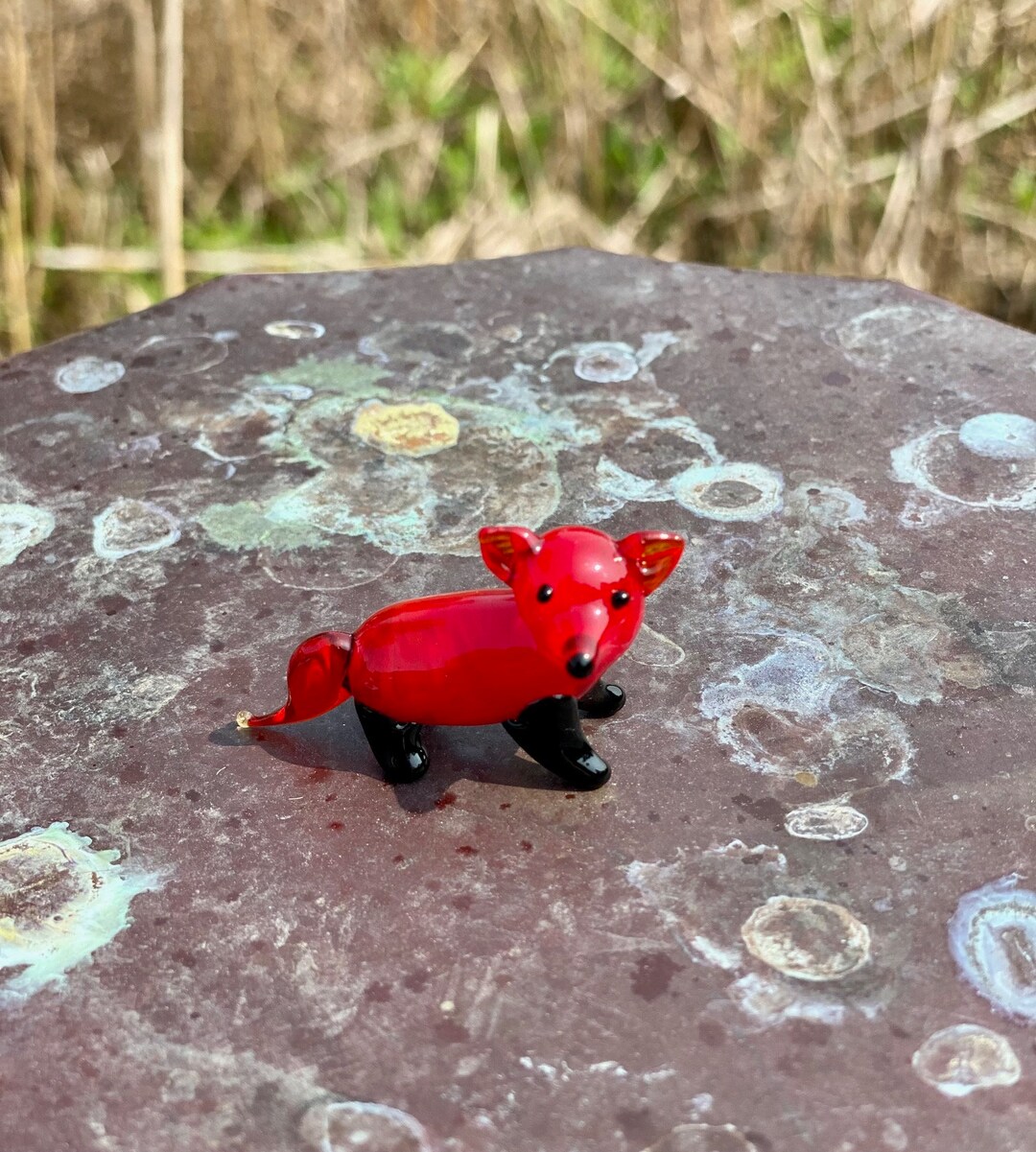 Mini Miniature Glass Fox Sitter Figurine Collectible - Sold ...