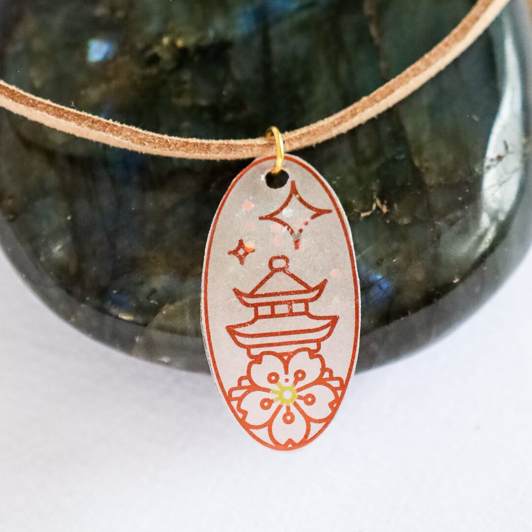Handmade Shinto Shrine Sakura Cherry Blossom Japanese Necklace Pendant ...